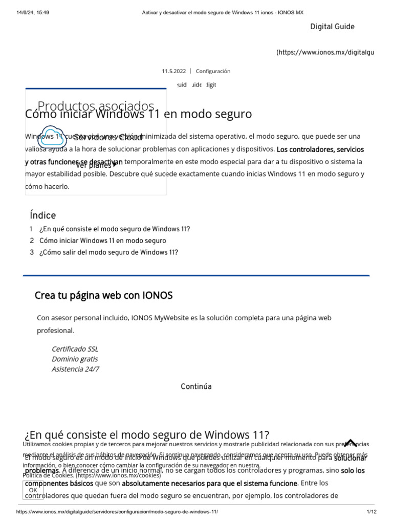 Activar y Desactivar El Modo Seguro de Windows 11 Ionos - IONOS MX | PDF | Cookie HTTP | Windows 10