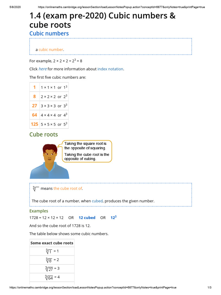 Cubic Numbers and Cube Roots Explained | PDF | Numbers | Mathematical ...