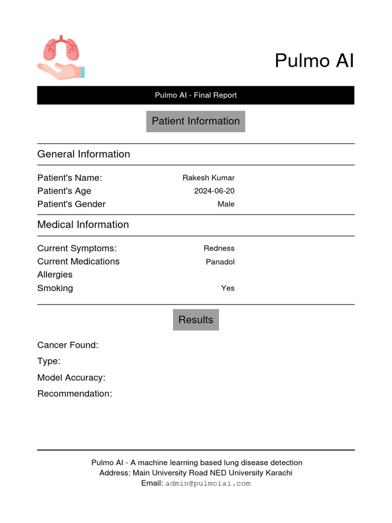 Pulmo AI: Patient Information | PDF | Self-Improvement