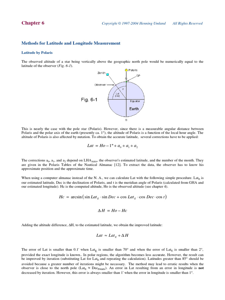 Chapter 6 - Methods For Latitude and Longitude Measurements | PDF ...
