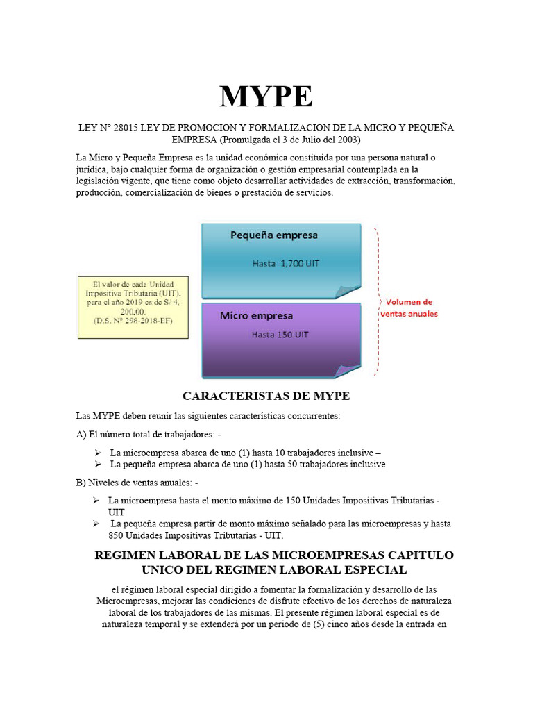 MYPE. | PDF | Pequeñas y medianas empresas | Derecho laboral