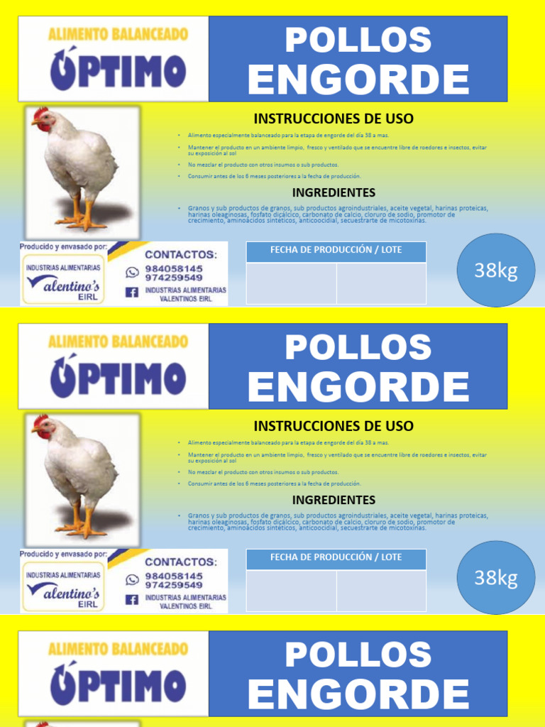 Alimento Balanceado para Pollos Engorde | PDF | Alimentos | Sustancias ...