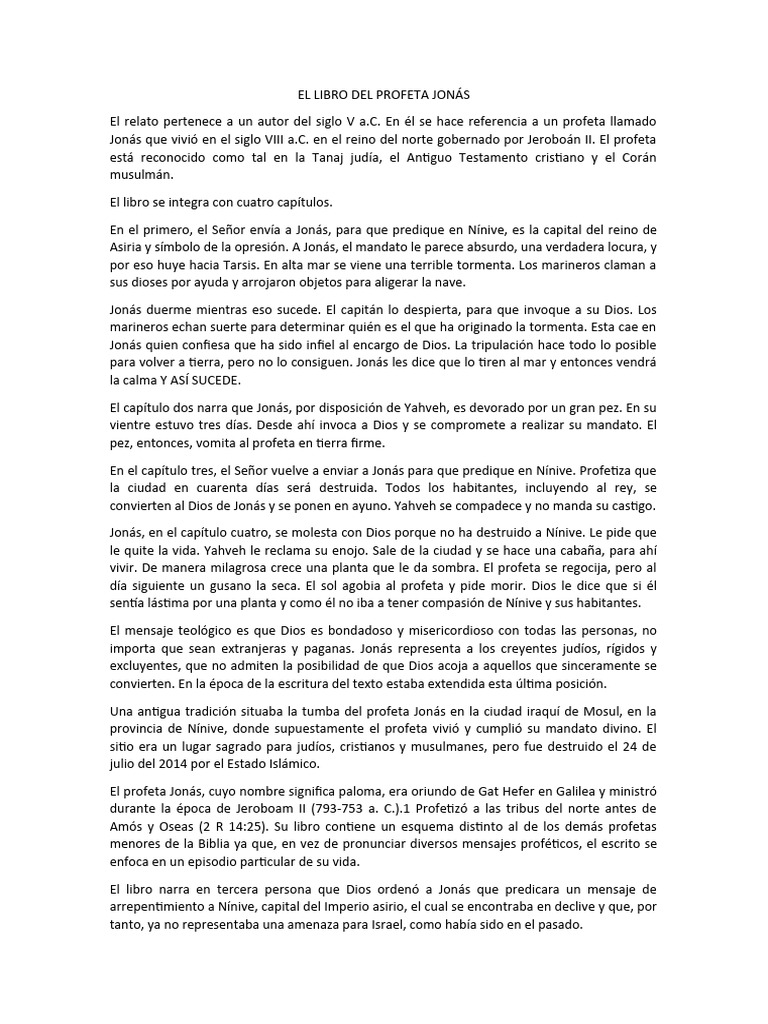 El Libro Del Profeta Jonás Pdf Jonás Doce Profetas Menores