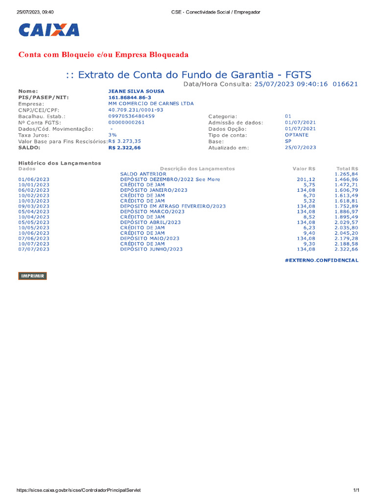 Extrato Simples FGTS | PDF