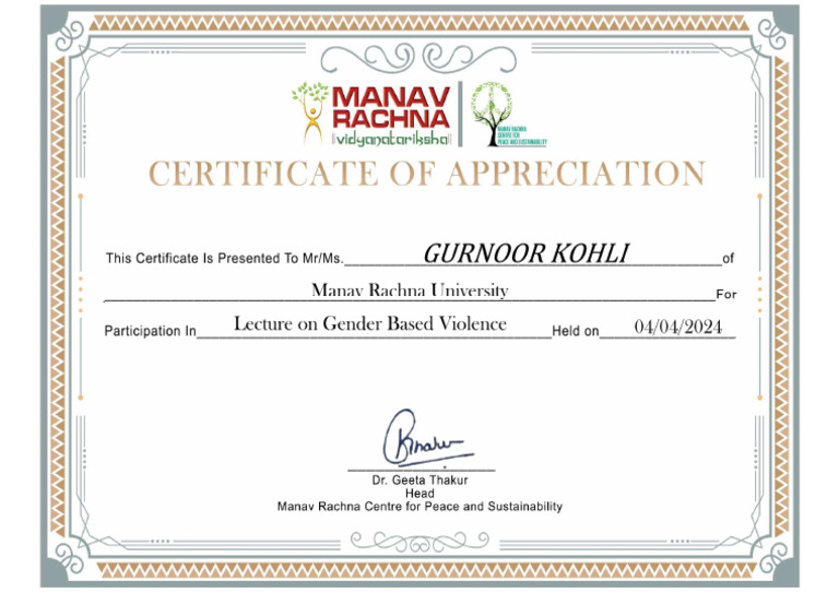 Gurnoor Certificate | PDF