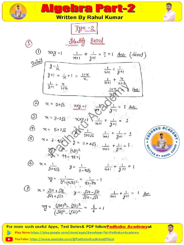 Algebra Part-2 (Advance) | PDF