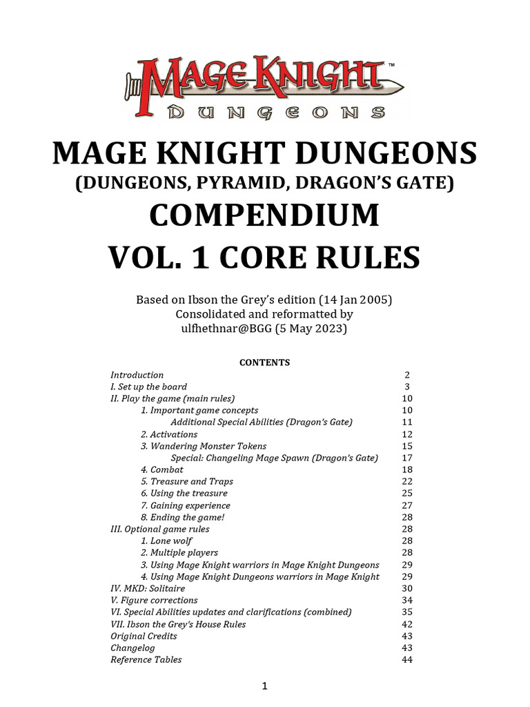 Mage Knight Dungeons Core Rules Guide | PDF | Gaming
