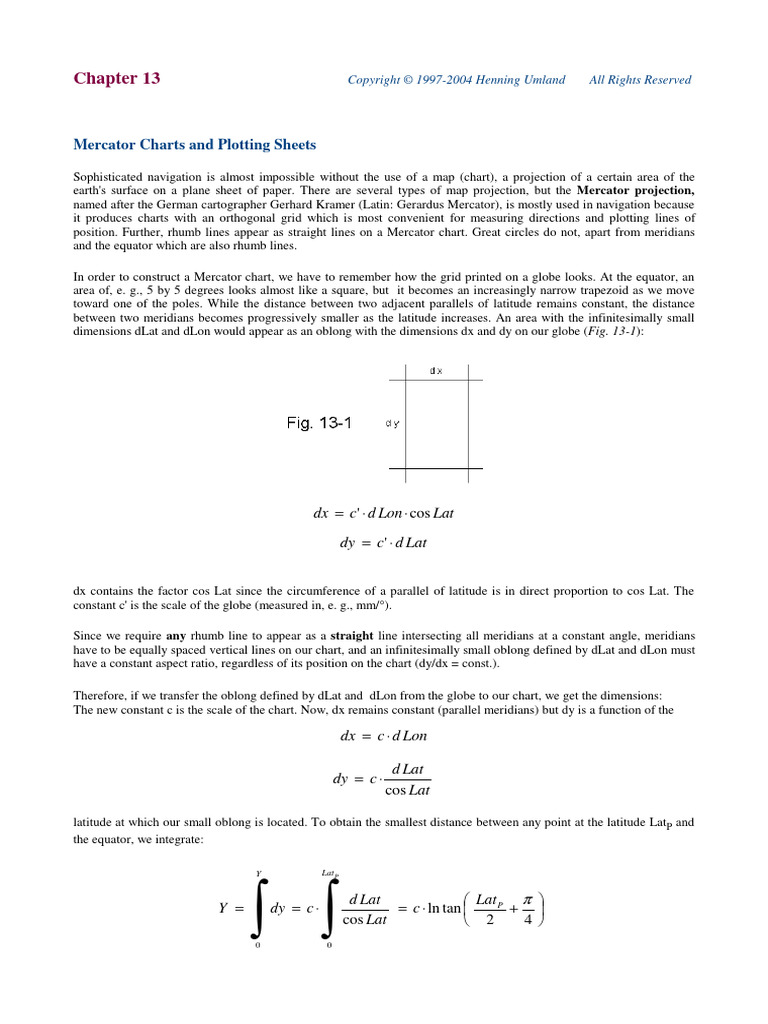 Chapter 13 - Mercator Charts and Plotting Sheets | PDF | Latitude | Cartography