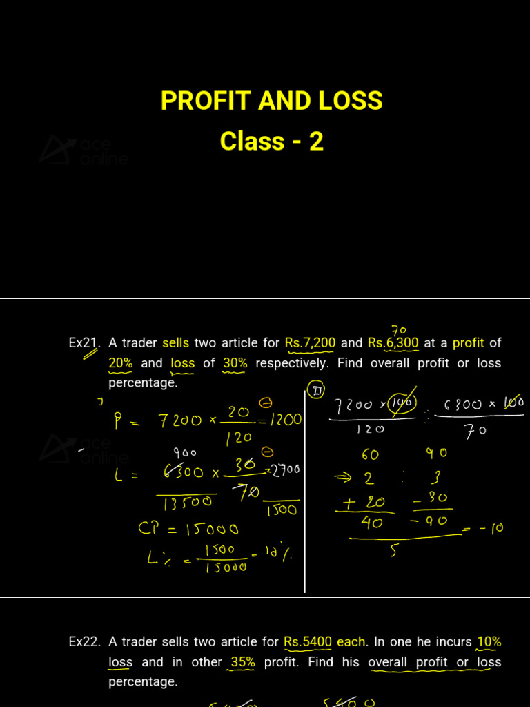 Profit-And Loss Class2 | PDF | Percentage | Prices