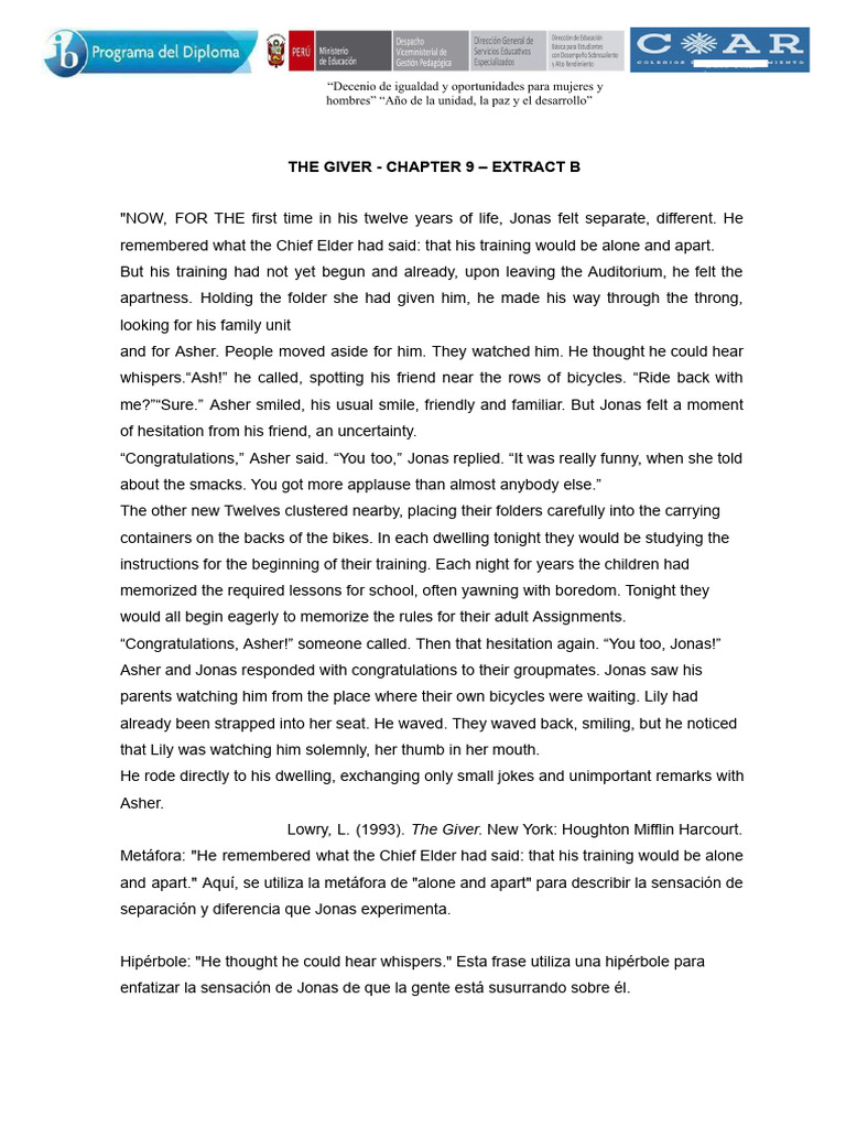 Liza-Jose-extrac B Chapter 9 | PDF | The Giver | Psychology