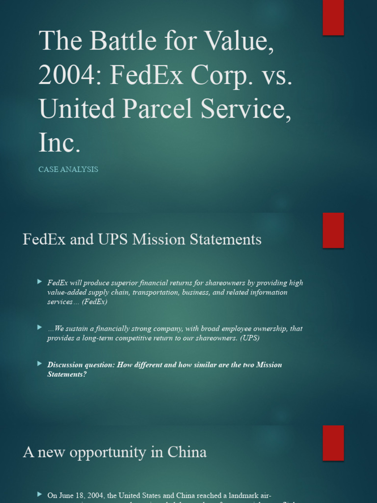 FedEx vs. UPS Case Analysis | Download Free PDF | United Parcel Service ...