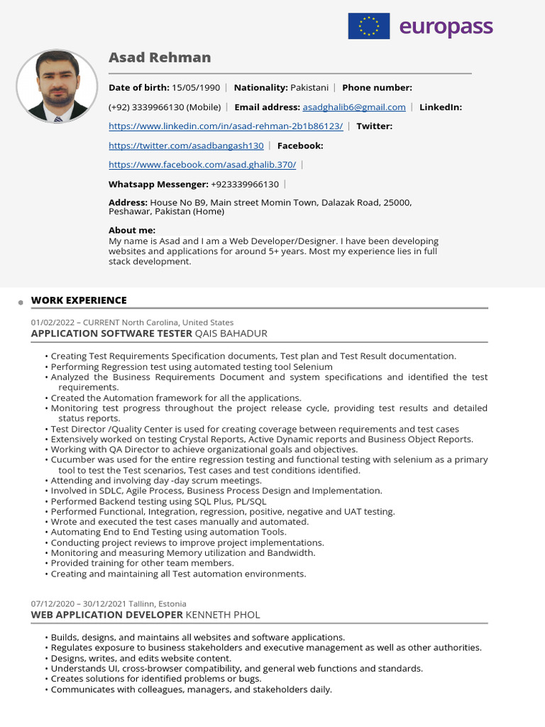 CV - Asad Rehman | PDF | World Wide Web | Internet & Web