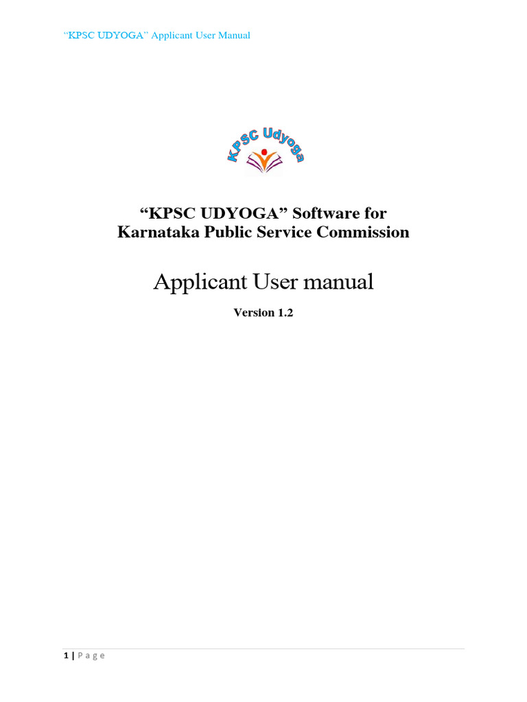 KPSC UDYOGA Applicant User Guide | PDF | Disability | Login