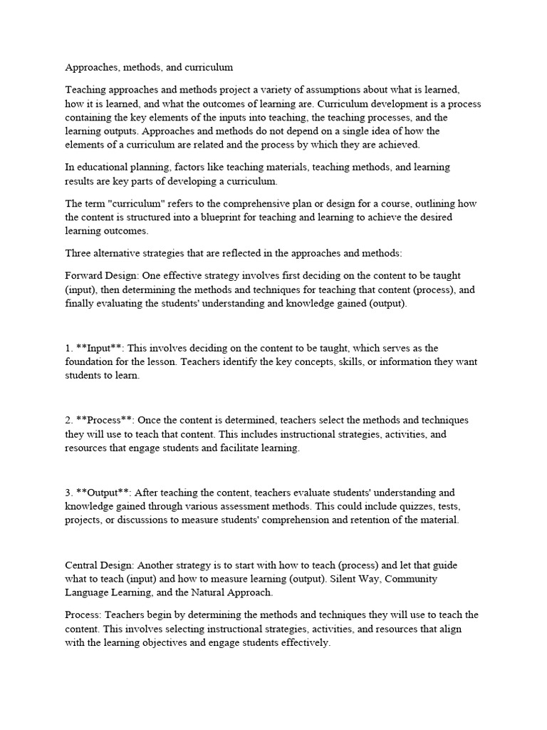 Approaches | Download Free PDF | Learning | Teaching Method