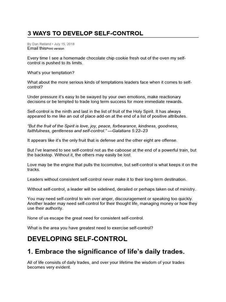 3 Ways To Develop Self | PDF | Self Control | Self-Management
