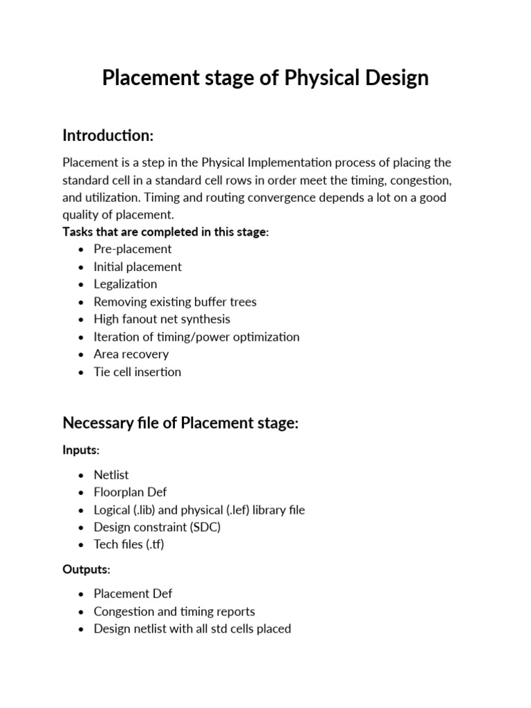 VLSI Placement Stage Overview | PDF | Electrical Components ...