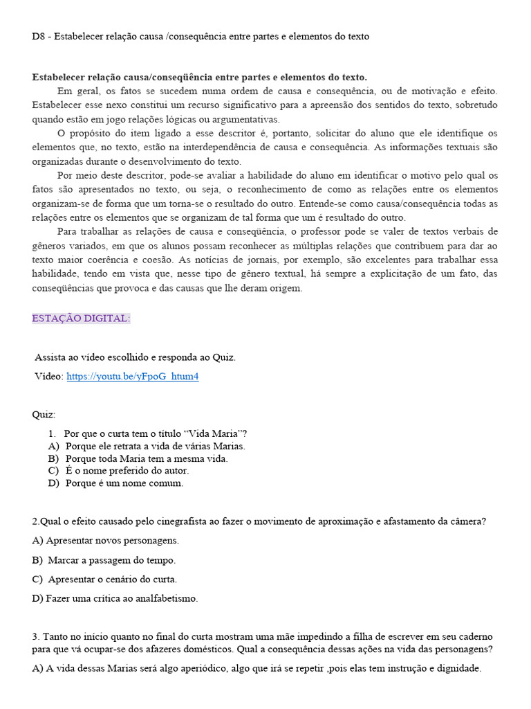 Estação Dos Decritores D8 | PDF | Vida | Tempo