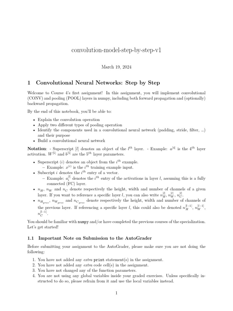 Convolution Model Step by Step v1 | PDF | Parameter (Computer Programming) | Deep Learning