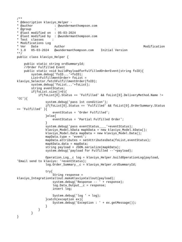 Klaviiyo - Helper Main Class1 | PDF | Computing | Computer Programming