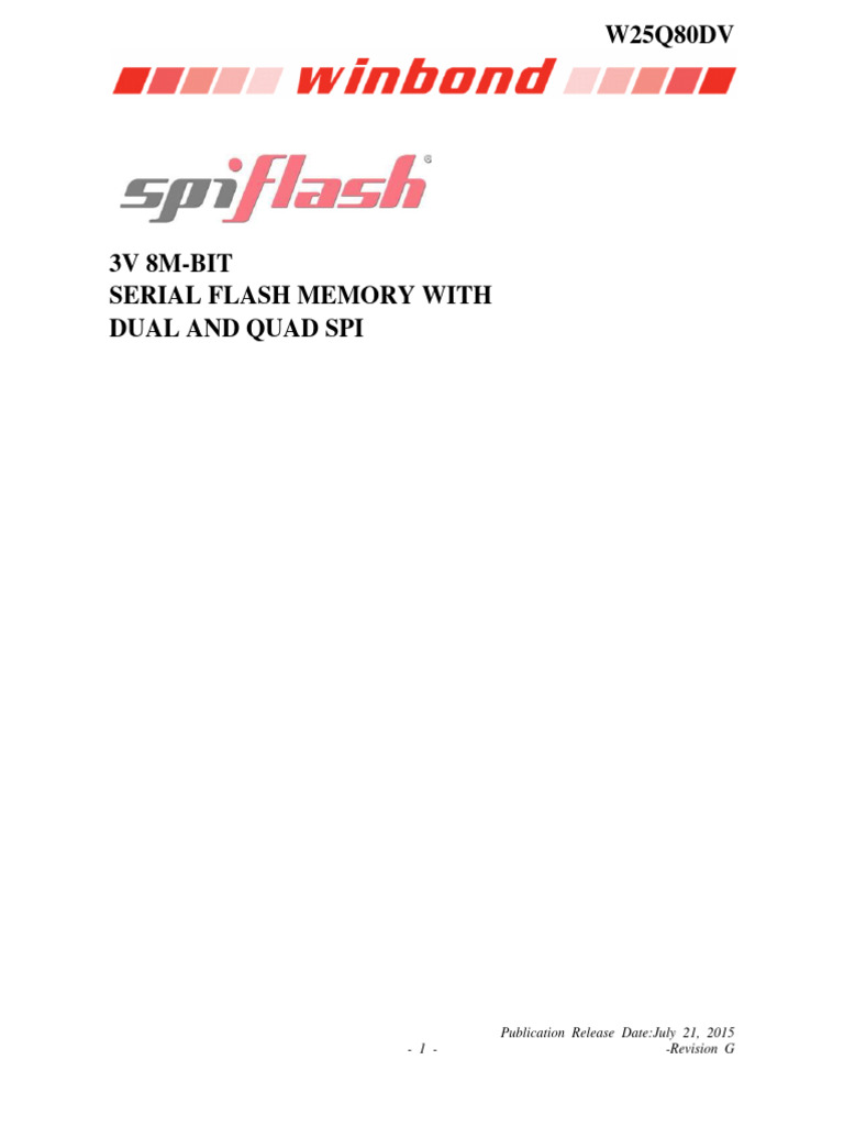 25Q80DVNIG Winbond | PDF | Flash Memory | Input/Output