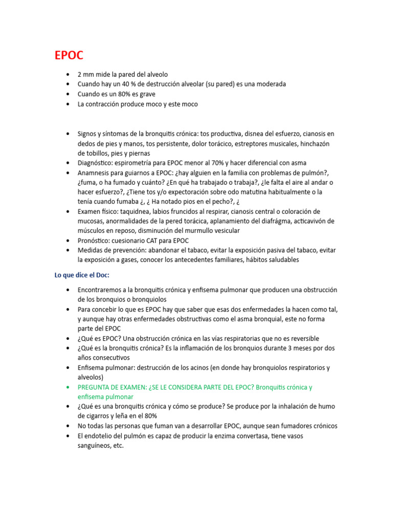 EPOC | PDF | Tos | Enfermedad pulmonar obstructiva crónica
