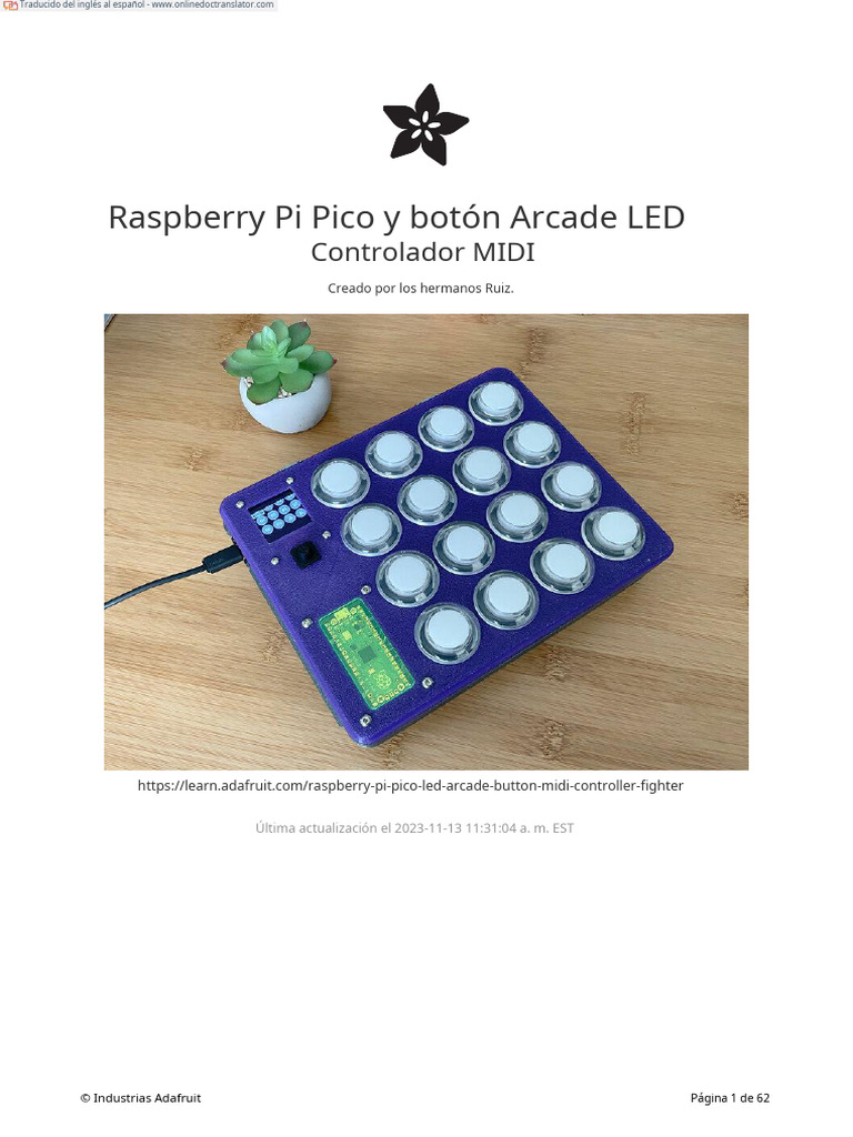 Raspberry Pi Pico Led Arcade Button Midi Controller Fighter Es Pdf Placa De Circuito