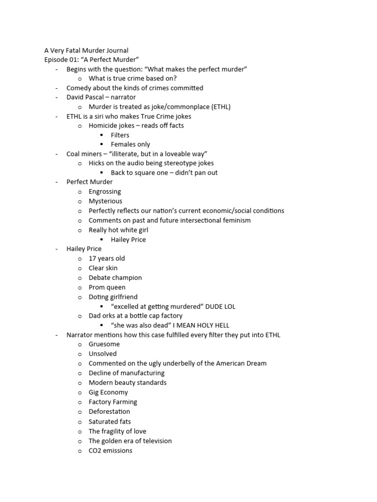 A Very Fatal Murder Journal | PDF