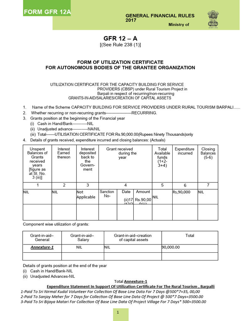Form GFR 12A | PDF | Audit | Expense