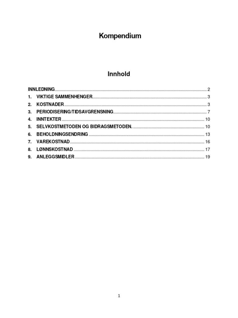 Kompendium - Versjon 1 | PDF
