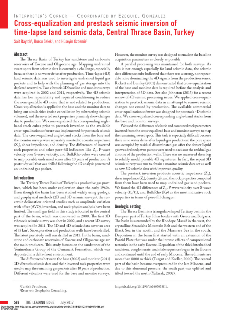 Cross Equalization And Prestack Seismic Inversion Of Pdf Reflection