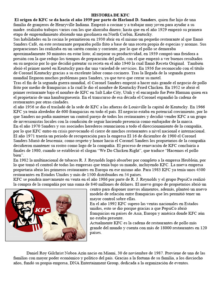 Historia de KFC | PDF