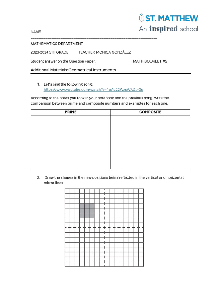 Math Booklet #6 Fifth Grade | PDF