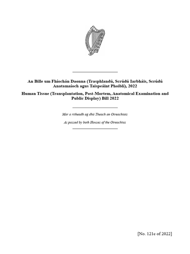 Tissues Bill | PDF | Organ Donation | Organ Transplantation