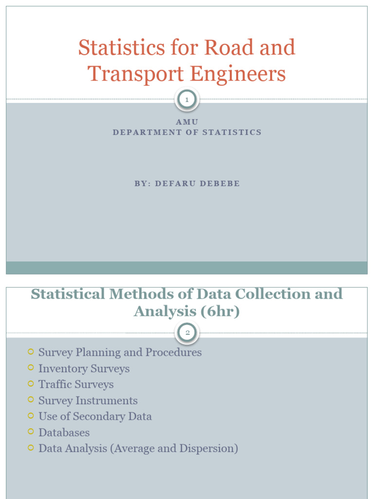 Statistics for Road and Transport Engineers 1-1 | Download Free PDF ...