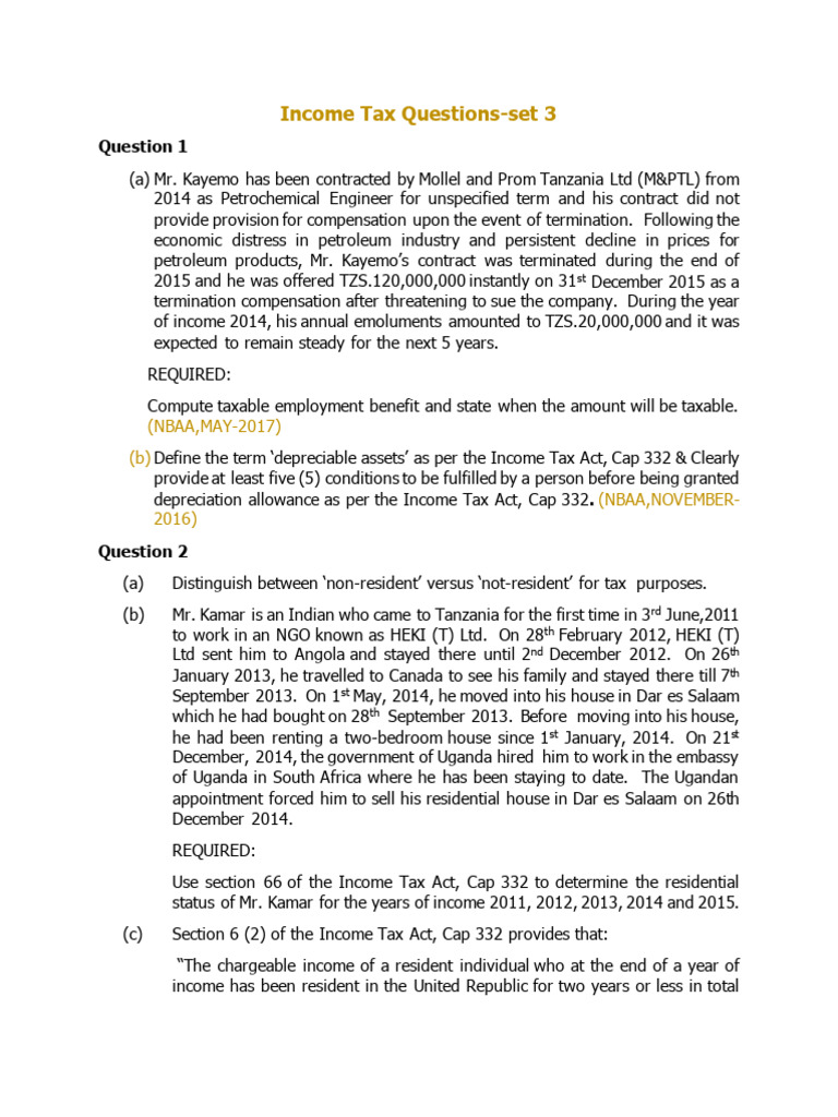 Income Tax Questions - 014922 | PDF | Expense | Taxes