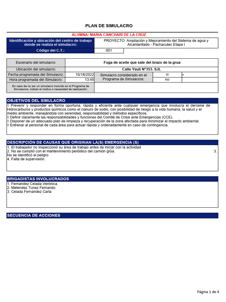 Plan de Simulacro | PDF | Simulación