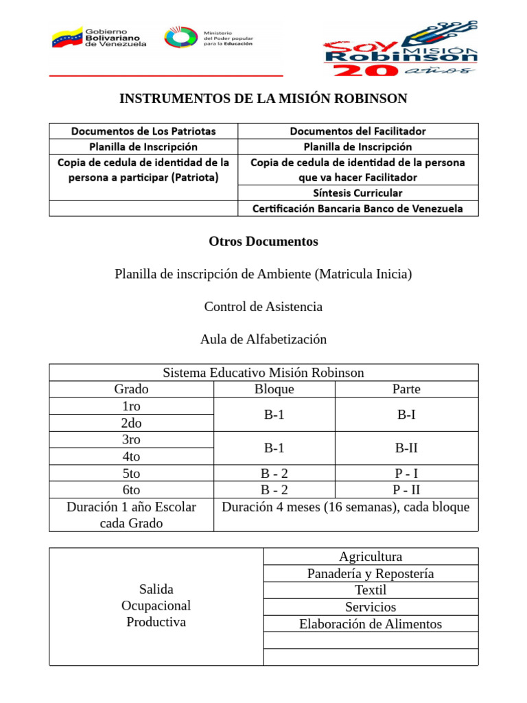 Instrumentos y Planificación Misión Robinson | PDF