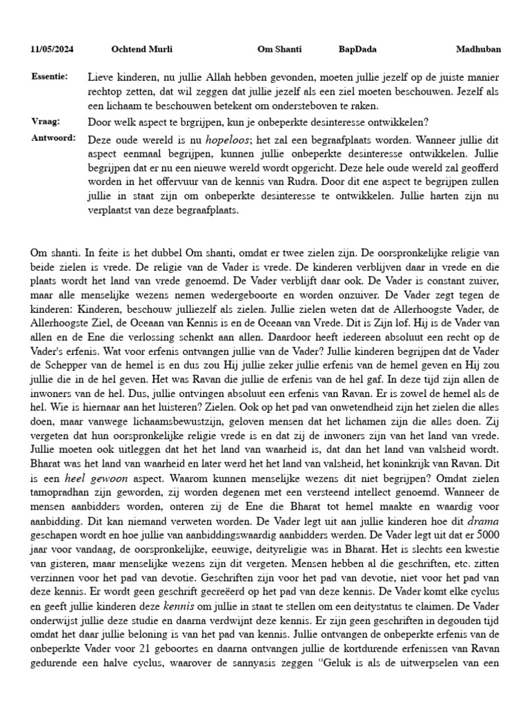 Murli 2024 05 11 | PDF