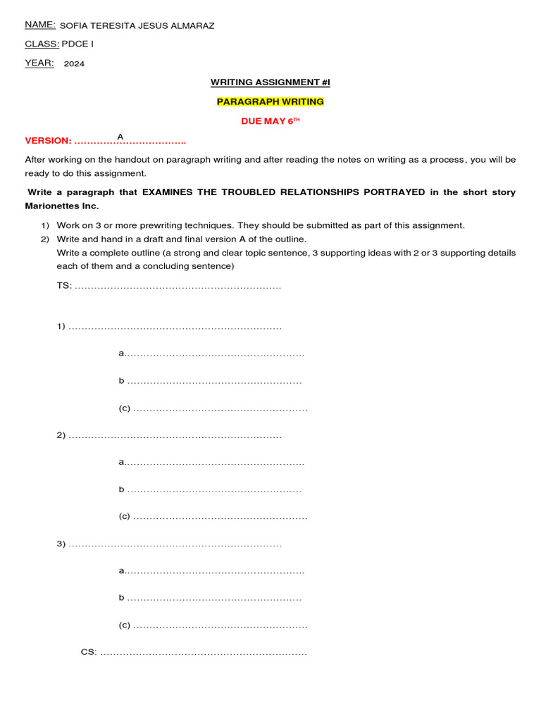 Writing Assignment 1 Paragraph Writing1 Isfd 77 2024 Pdf Writing 7829