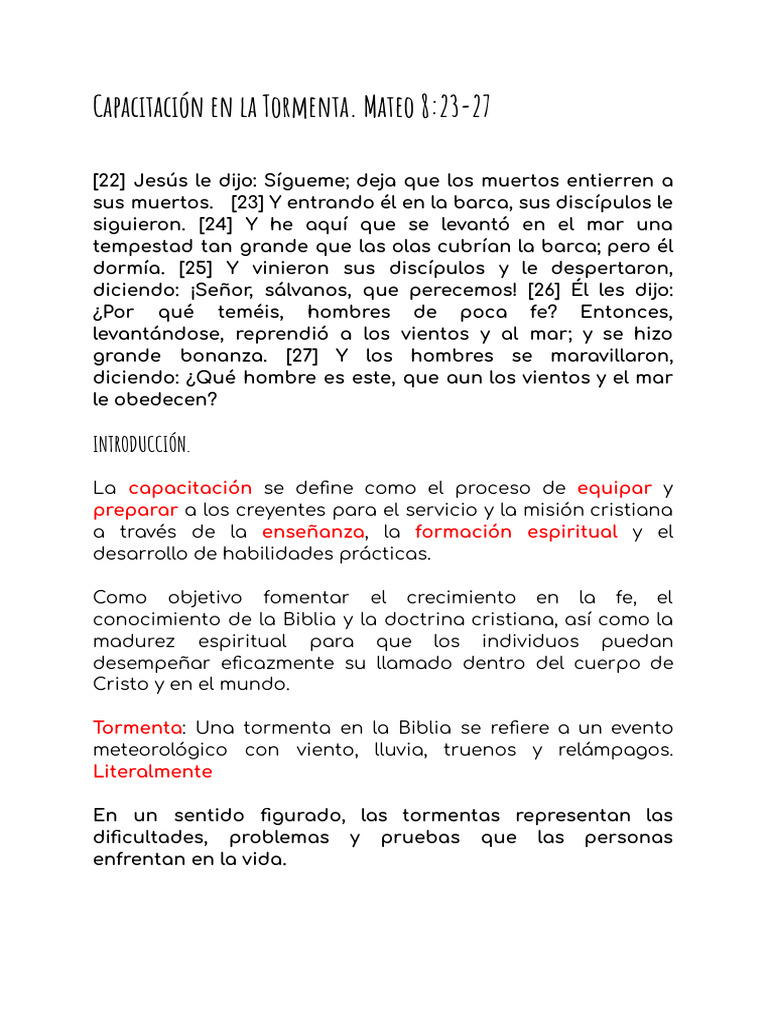 Capacitación en La Tormenta | PDF | Teología | Creencia religiosa y doctrina