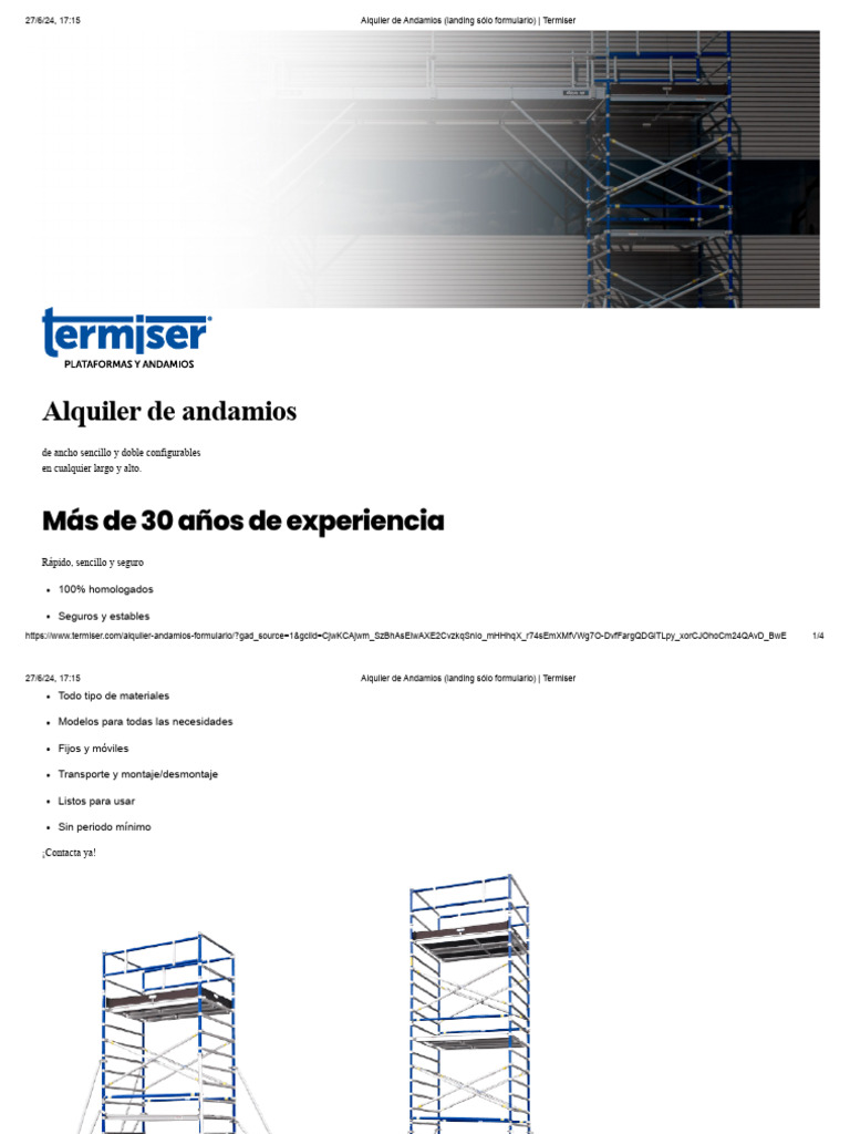 Alquiler de Andamios (Landing Sólo Formulario) - Termiser | PDF