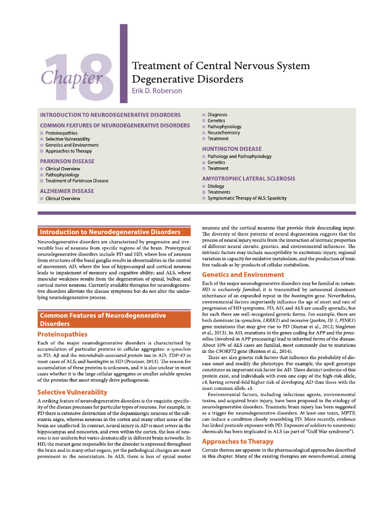 FROM GOODMAN AND GILMAN CHAPTER 18 Neurodegenerative Disease | PDF