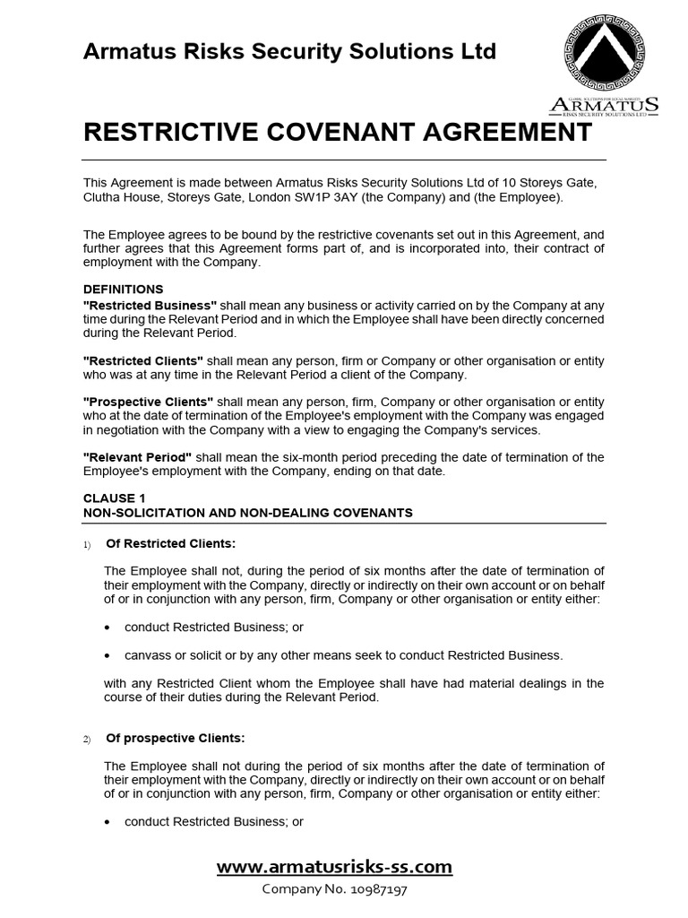 RC 12 Restrictive Covenant Agreement Musat Vasile | PDF | Employment ...