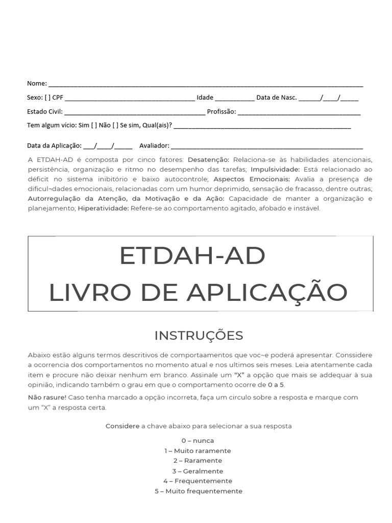 TESTE TDAH_tdah-Ad-Oficial.pdf | PDF | Transtorno de déficit de atenção ...