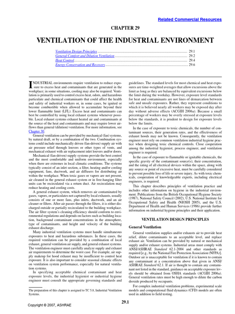 Ashrae Ch29-Ventilation of The Industrial Envirronment | PDF | Ventilation (Architecture ...