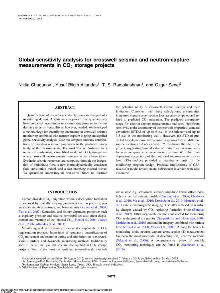Global Sensitivity Analysis For Crosswell Seismic and Neutron-Capture ... Global Sensitivity Analysis For Crosswell Seismic and Neutron-Capture ...