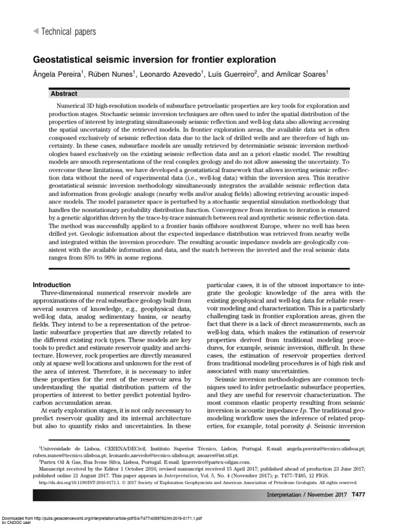 Geostatistical Seismic Inversion For Frontier Exploration | Download Free PDF | Applied Mathematics