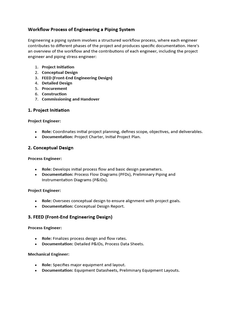 Workflow Process of Engineering A Piping System | PDF | Engineering ...