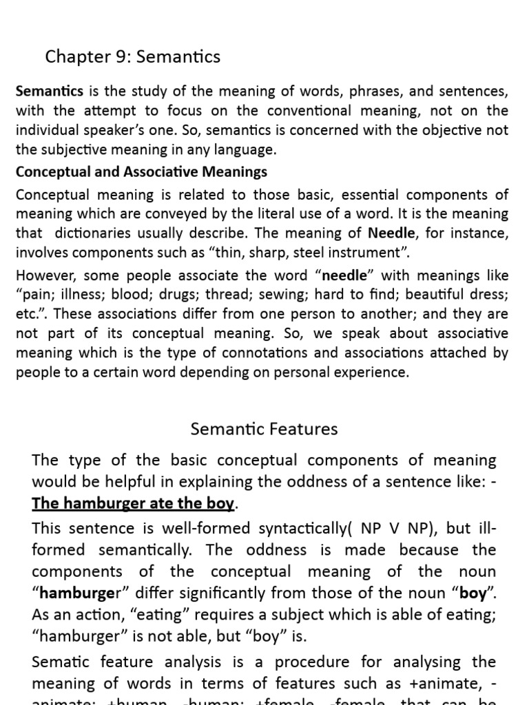 Chapter 9 Semantics | PDF | Semantics | Linguistics