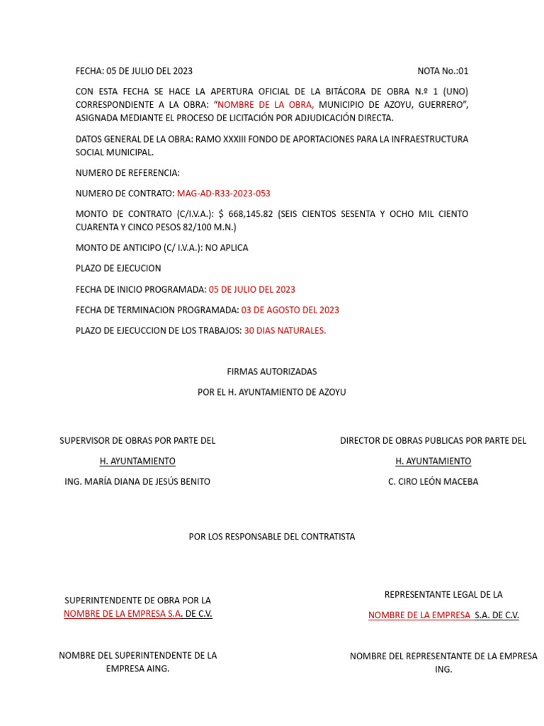 Notas de Bitacora | PDF | Hormigón | Materiales de construcción